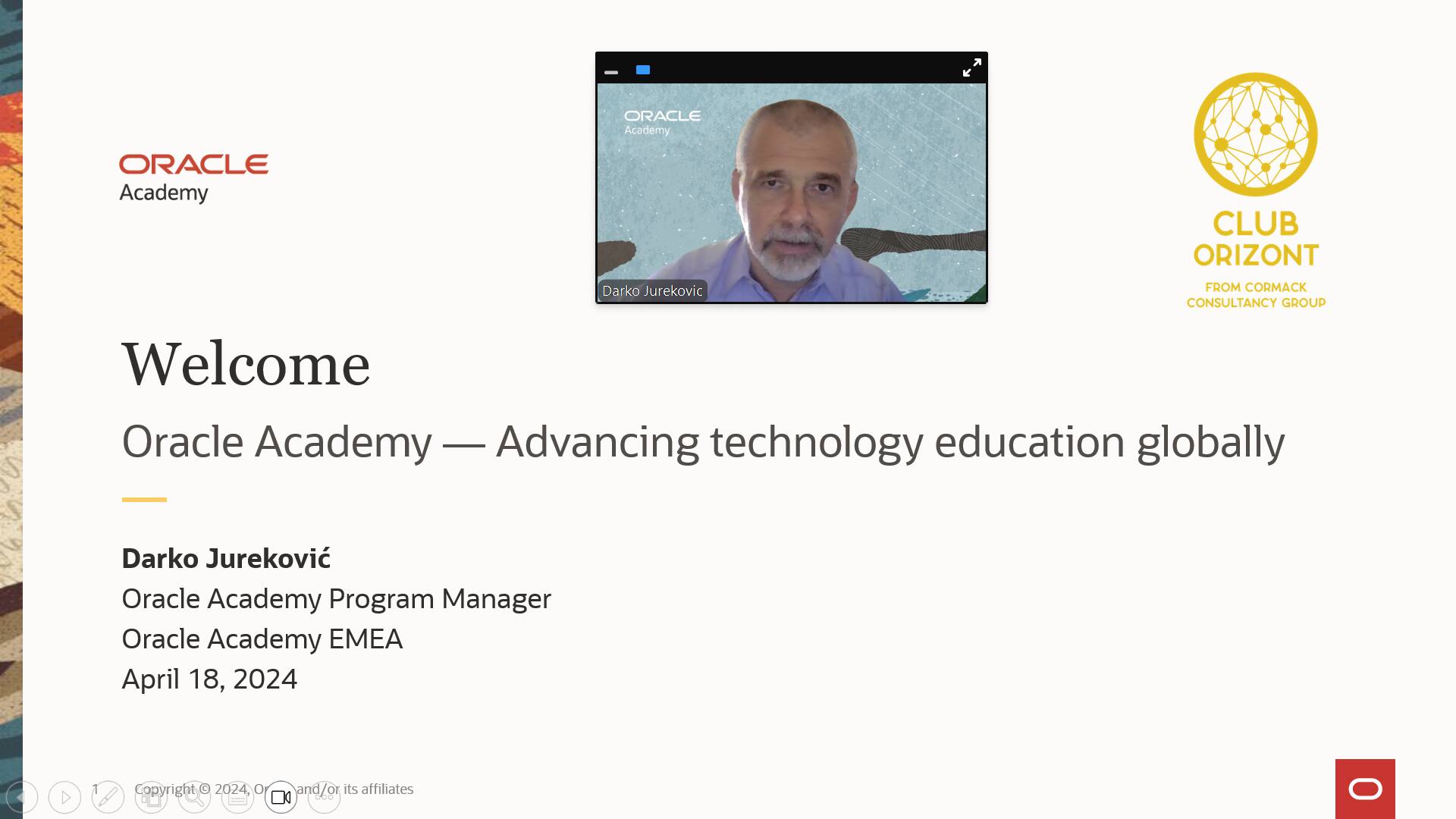 Oracle Academy staff presents program to EU Club Orizont university members | academy