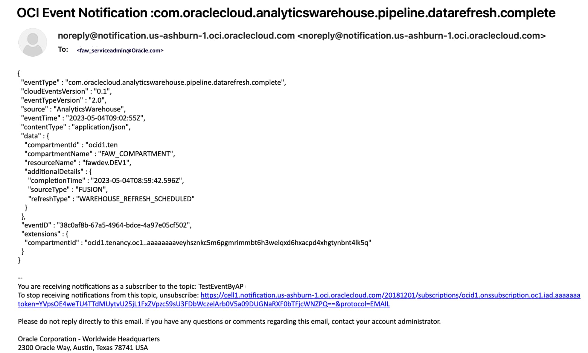 Oracle Fusion Data Intelligence – Get notified when your data refresh ...