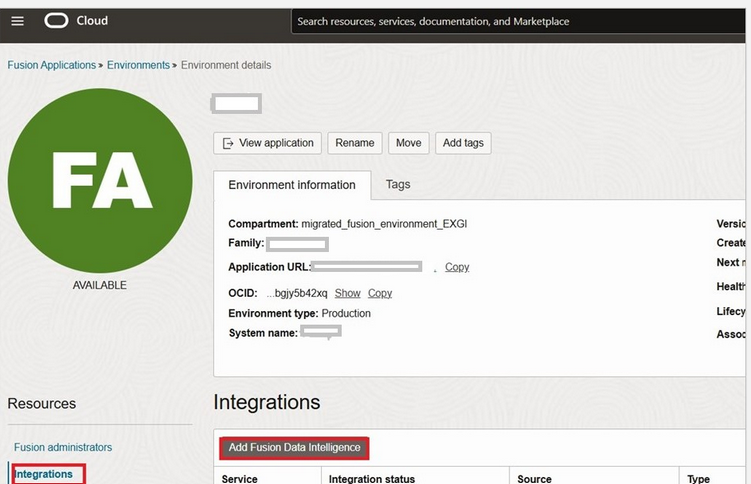 Set up an Integrated Fusion Data Intelligence instance for use with a ...