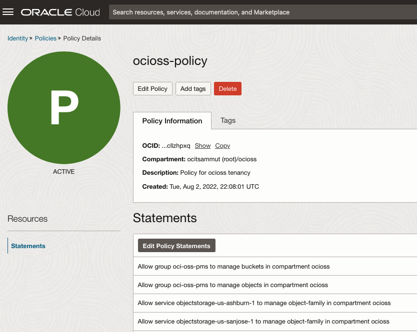 Configuring OCI Object Storage access control policies | cloud-infrastructure