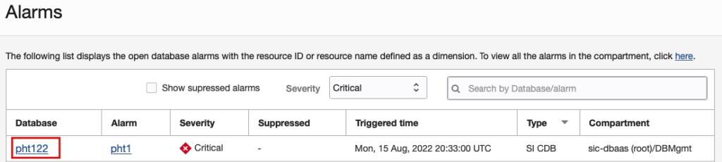Enhanced alarms and monitoring capabilities in OCI Database Management