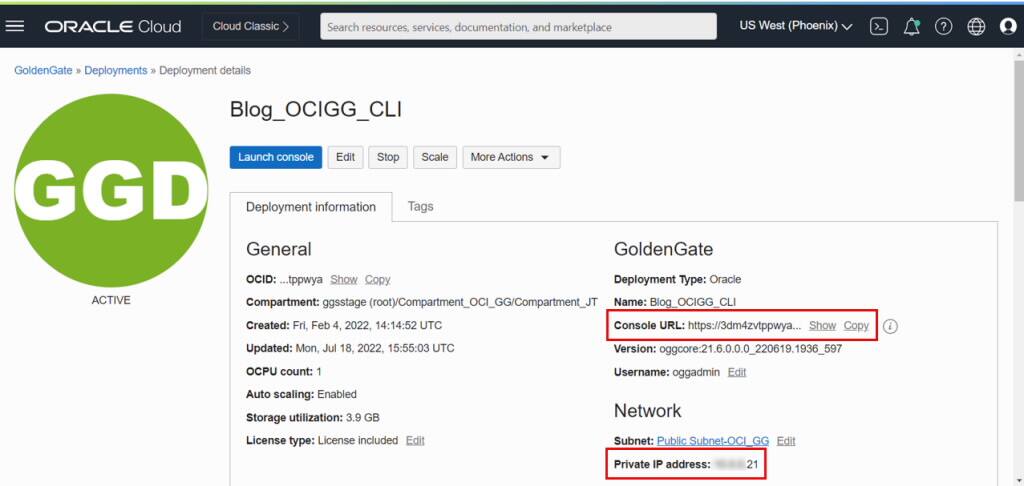 Using Admin Client with Oracle Cloud Infrastructure (OCI) GoldenGate