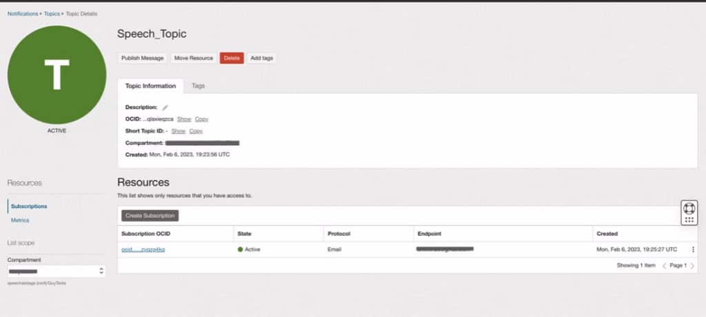 Enabling The Notification Feature For Oci Speech Service