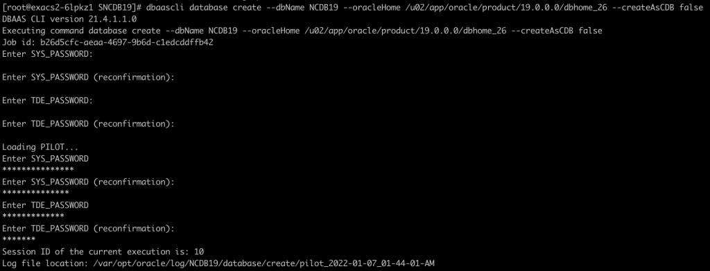 How to Create Non-CDB Database in ExaCS