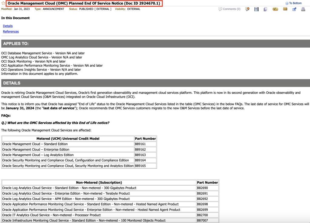 Oracle Management Cloud Omc To Oci Observability And Management Oandm