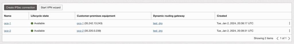 Oci Redundant Ipsec Connections For Gcp Connectivity
