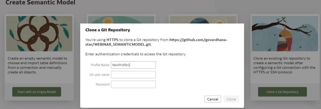 Integration of Oracle Analytics Cloud Semantic Modeler with Git