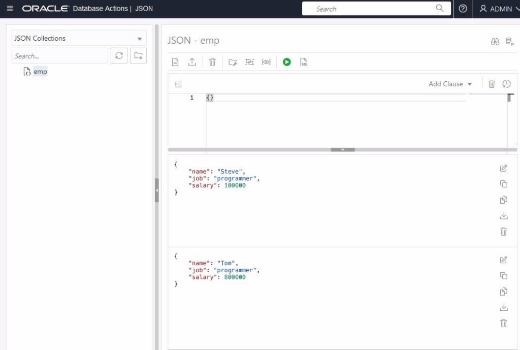 WebLogic ServerでのJSON AJDデータベースの使用