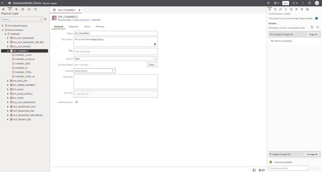 Integration of Oracle Analytics Cloud Semantic Modeler with Git
