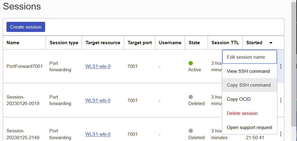 Using the OCI bastion service with putty