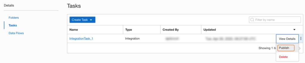 Integration Tasks In Oracle Cloud Infrastructure Oci Data Integration