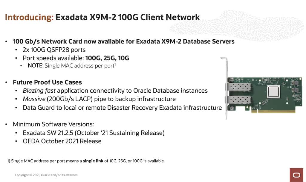Introducing: Exadata X9M-2 100G Client Network Introducing: Exadata X9M-2 100G Client Network