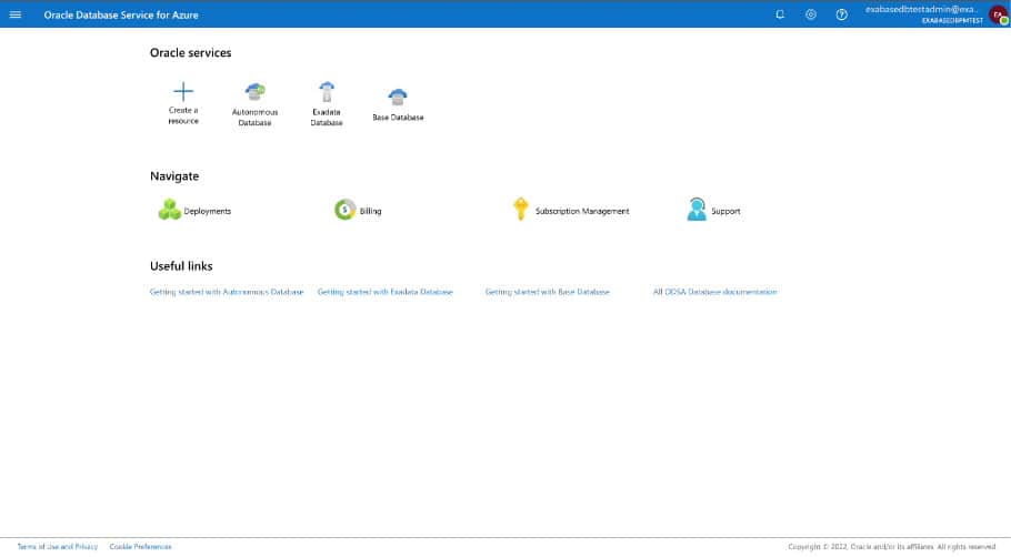 Getting Started On Oracle Database Service For Microsoft Azure With