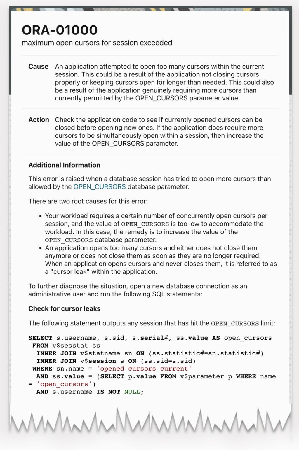 Introducing the Oracle Database Error Help Portal