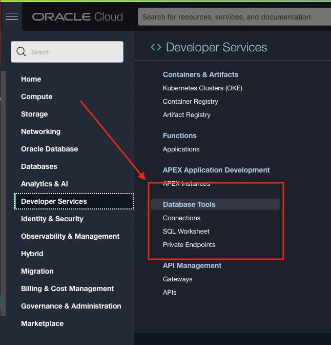 Oracle Cloud Infrastructure（OCI）のデータベース・ツール