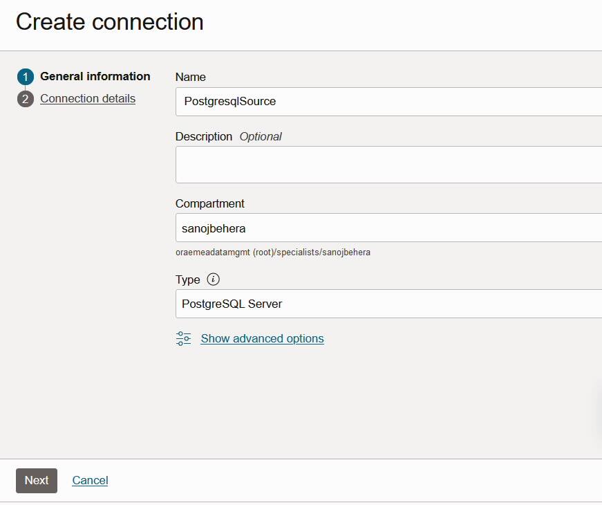 Oci Goldengateを使用して、オンプレミスのpostgresqlデータベースをoci Database With