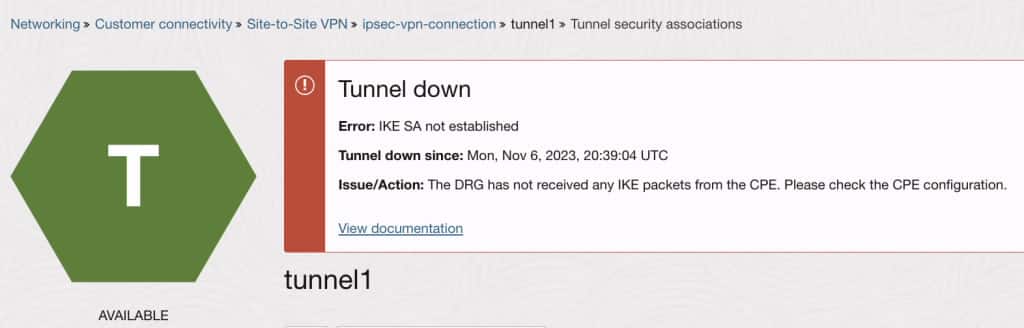 Troubleshooting IPSec VPN Connections using IKEv2 in OCI