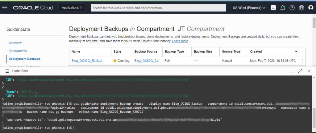 Using Oracle Cloud Infrastructure (OCI) Command Line Interface (CLI) with OCI GoldenGate