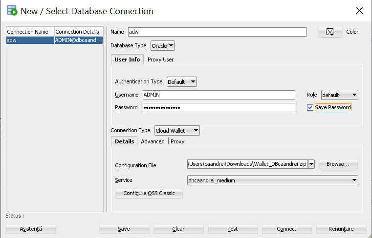 Connect to a private ADW