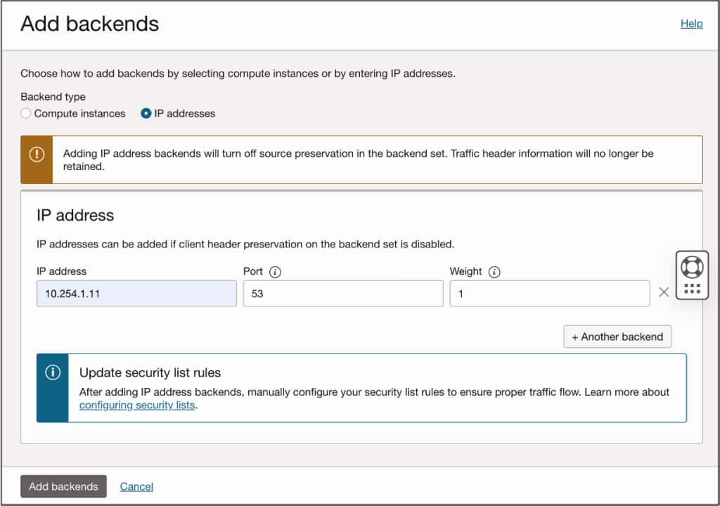 OCI network load balancer enhancements for backends support OCI network load balancer enhancements for backends support