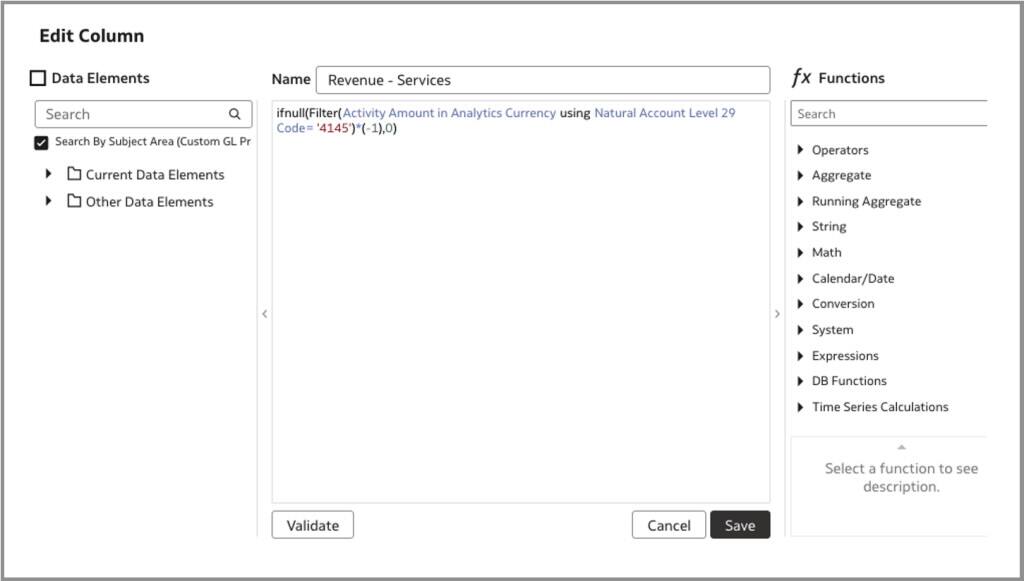 Create Custom General Ledger Metrics Based on Hierarchy in Oracle Fusion Analytics