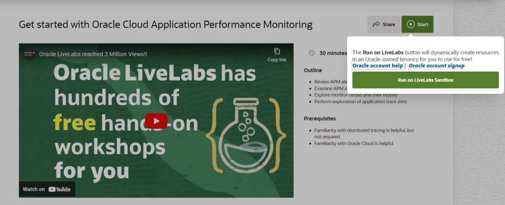 Oracle Cloud Application Performance Monitoring Live Lab Apm