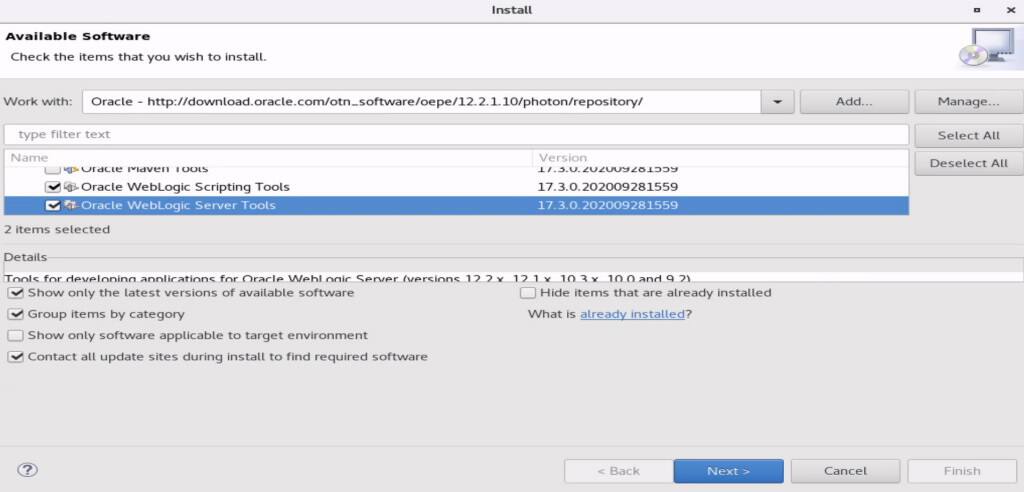 Java EE開発者向けのEclipse IDEでWebLogic Server 14