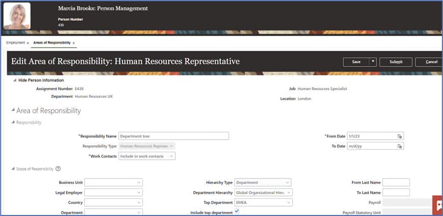 How to set up data security in Oracle Fusion HCM Analytics using the Area of Responsibility ...
