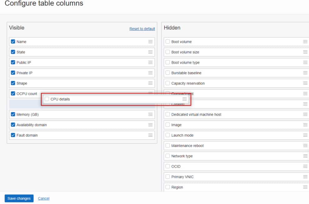 Customize columns to simplify instance management