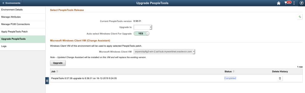 Get the latest PeopleTools version using Cloud Manager 10