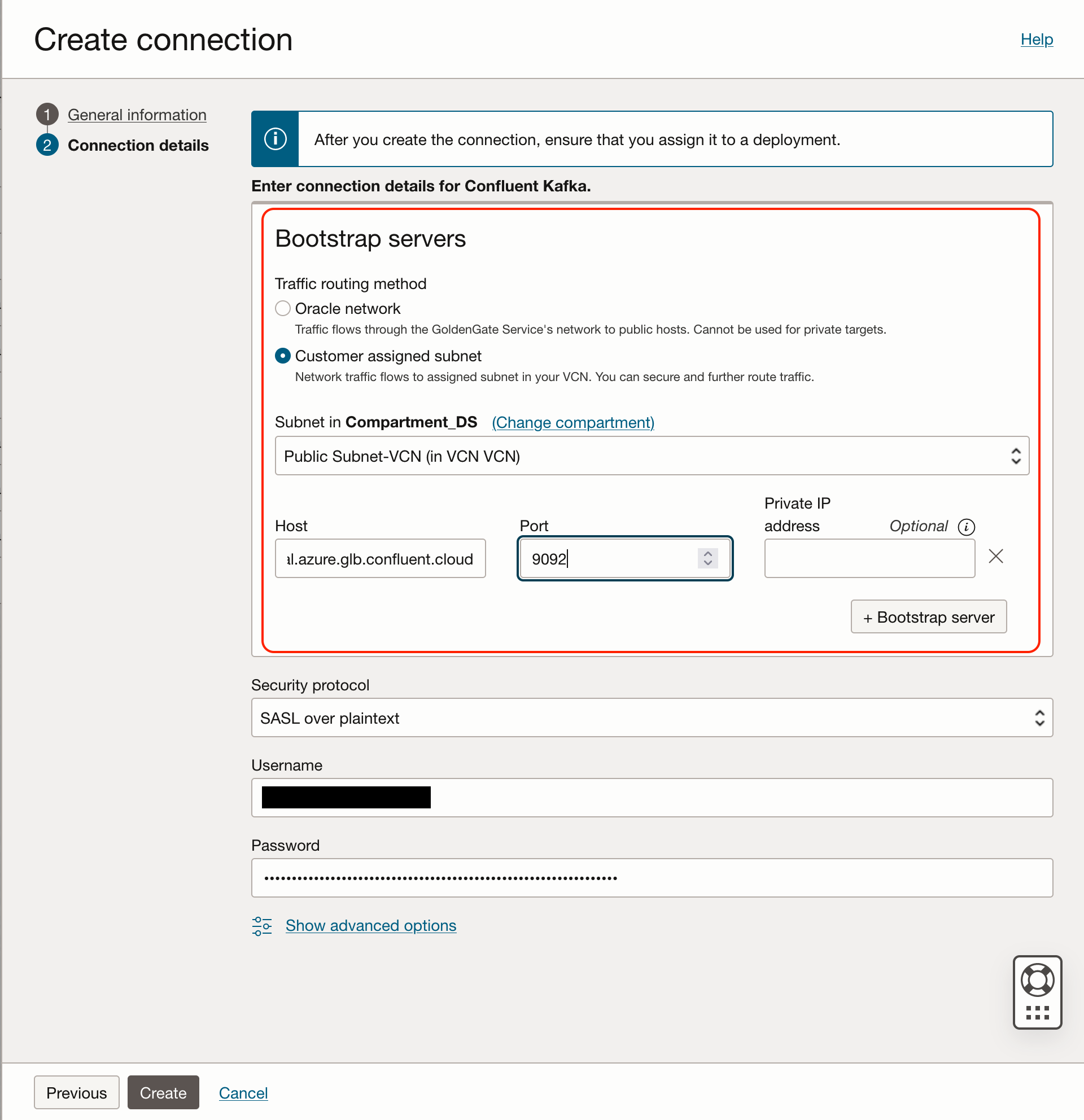 Connecting OCI GoldenGate to Confluent Cloud Private Endpoints
