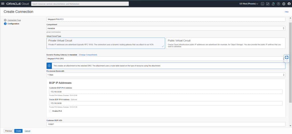 Connecting two OCI Regions using Megaport MCR – OCI side configuration