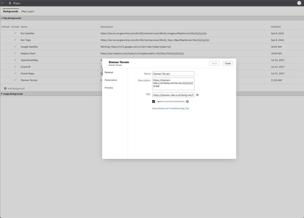 Enhance Oracle Analytics with a tiled web map background