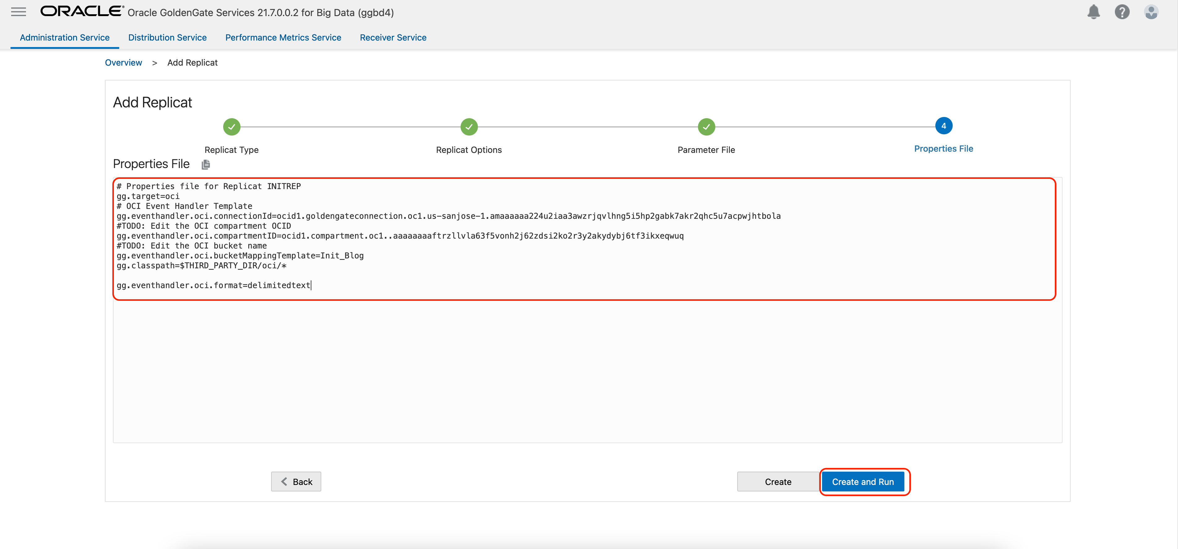 Initial Load with OCI GoldenGate for Big Data