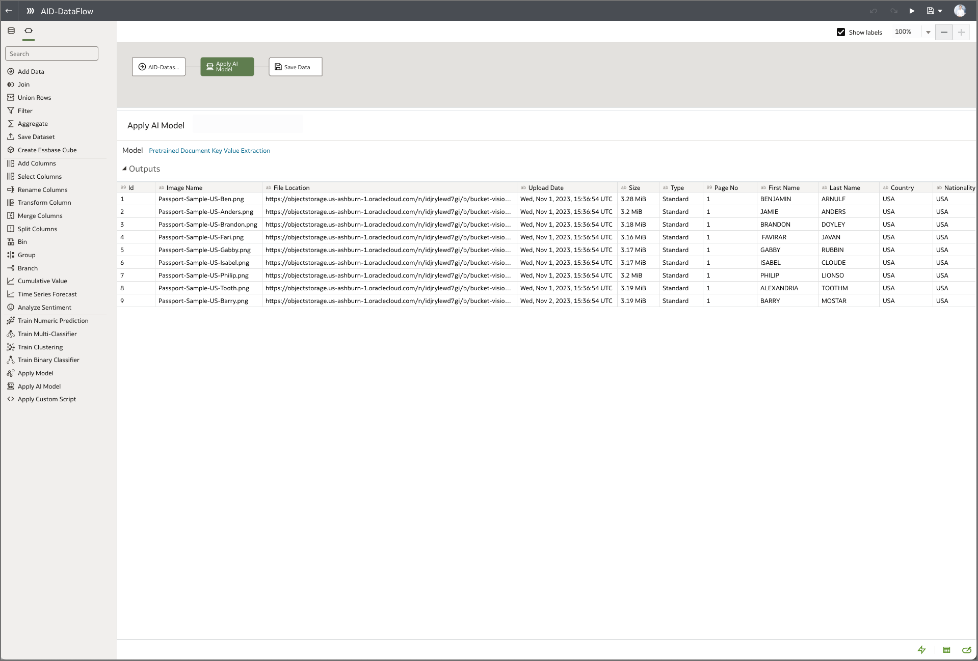 Extract key values with Oracle Analytics and OCI Document Understanding