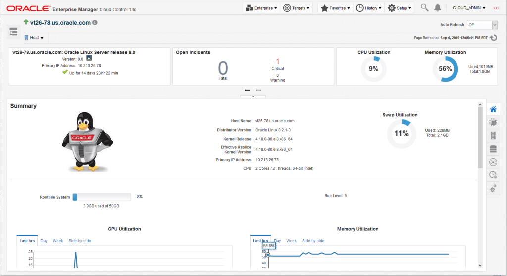 Oracle Linux 8 support with Oracle Enterprise Manager 13c release 13.4