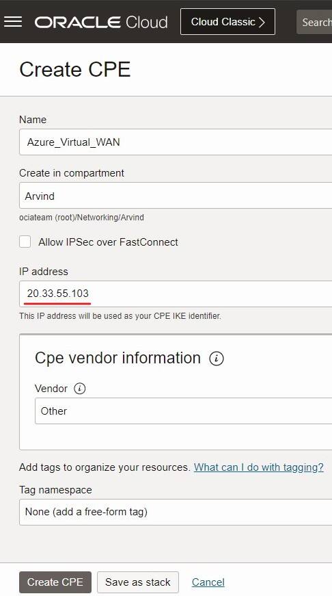 Setting Up Site-to-Site VPN Connectivity from OCI to Azure Virtual WAN