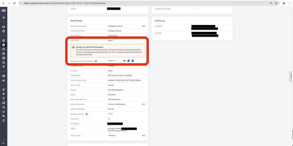 Connecting two OCI Regions using Equinix Network Edge Virtual Device ...