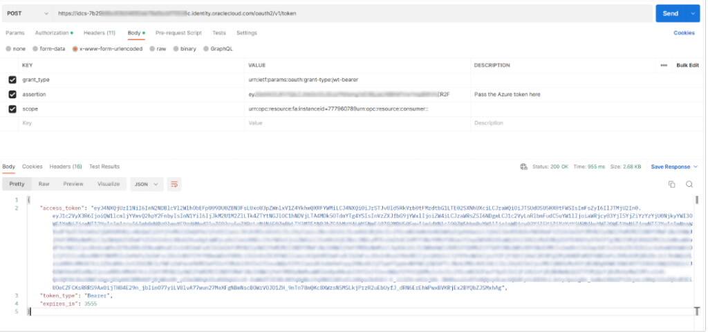 Using Azure AD token to call Fusion REST APIs