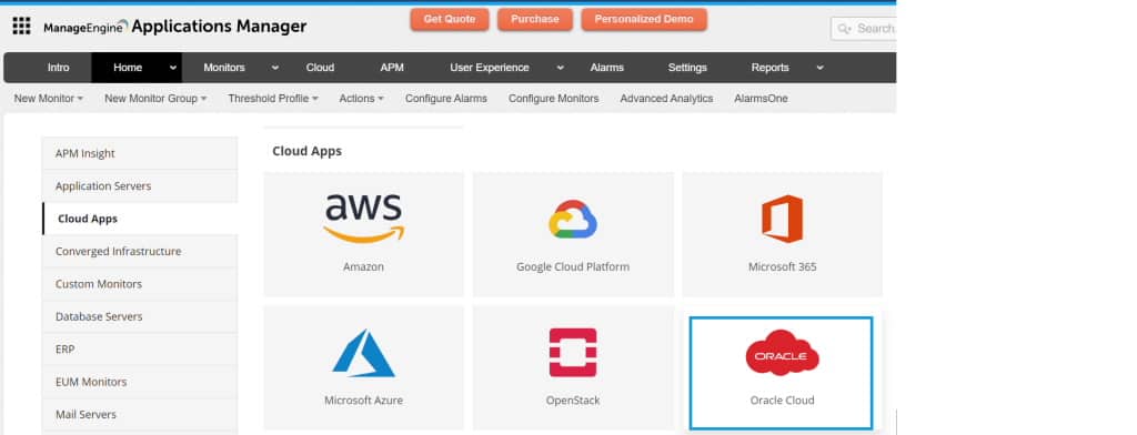 Oracle Cloud Monitoring tool for ManageEngine Applications Managerのオンボーディング