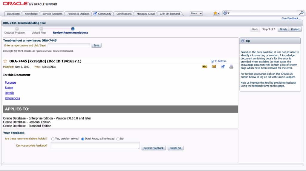 ORA-07445 exception encountered: core dump - 3 steps to resolve