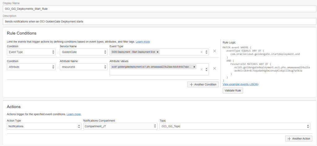 Create Notifications For Oracle Cloud Infrastructure Goldengate