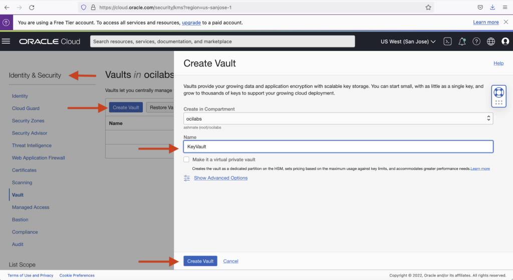 Using OCI Object Storage bucket encryption