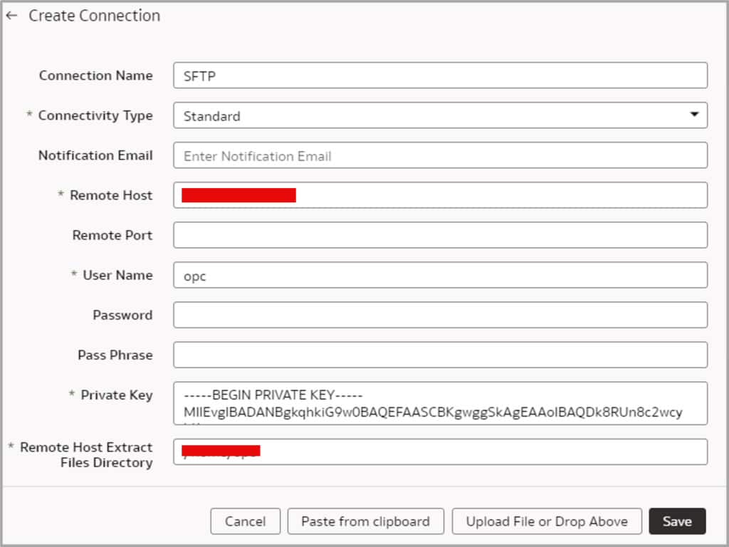 Configure Secure File Transfer Protocol Connector in Oracle Fusion ...