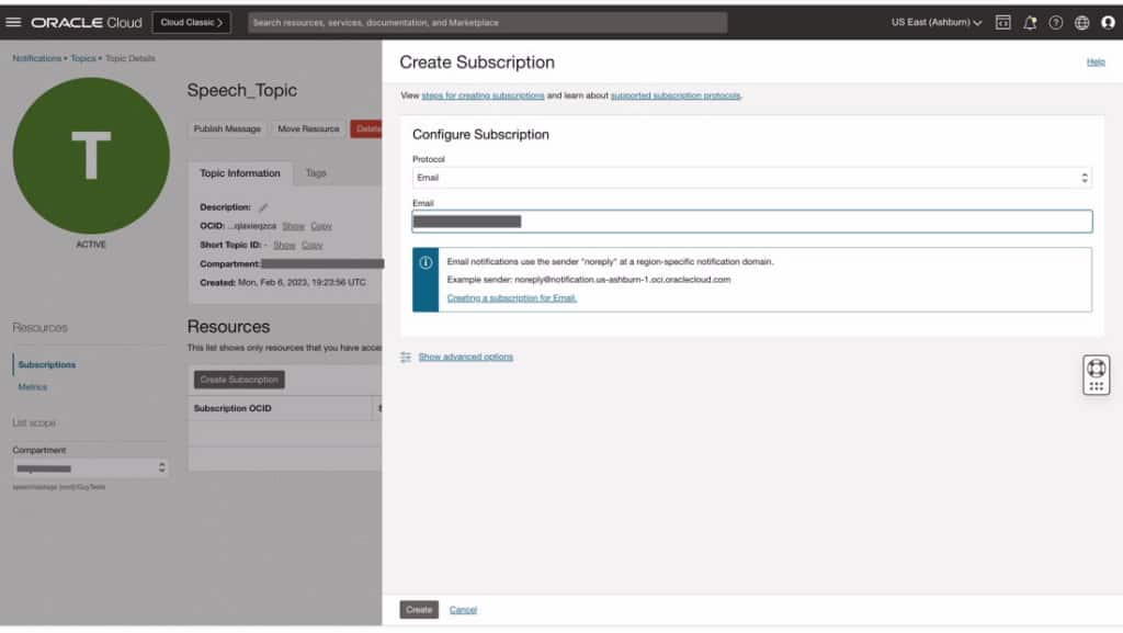 Enabling The Notification Feature For Oci Speech Service