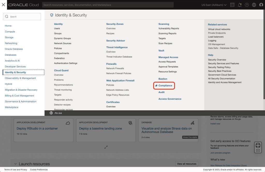 Access OCI compliance reports on-demand in the Oracle Cloud Console