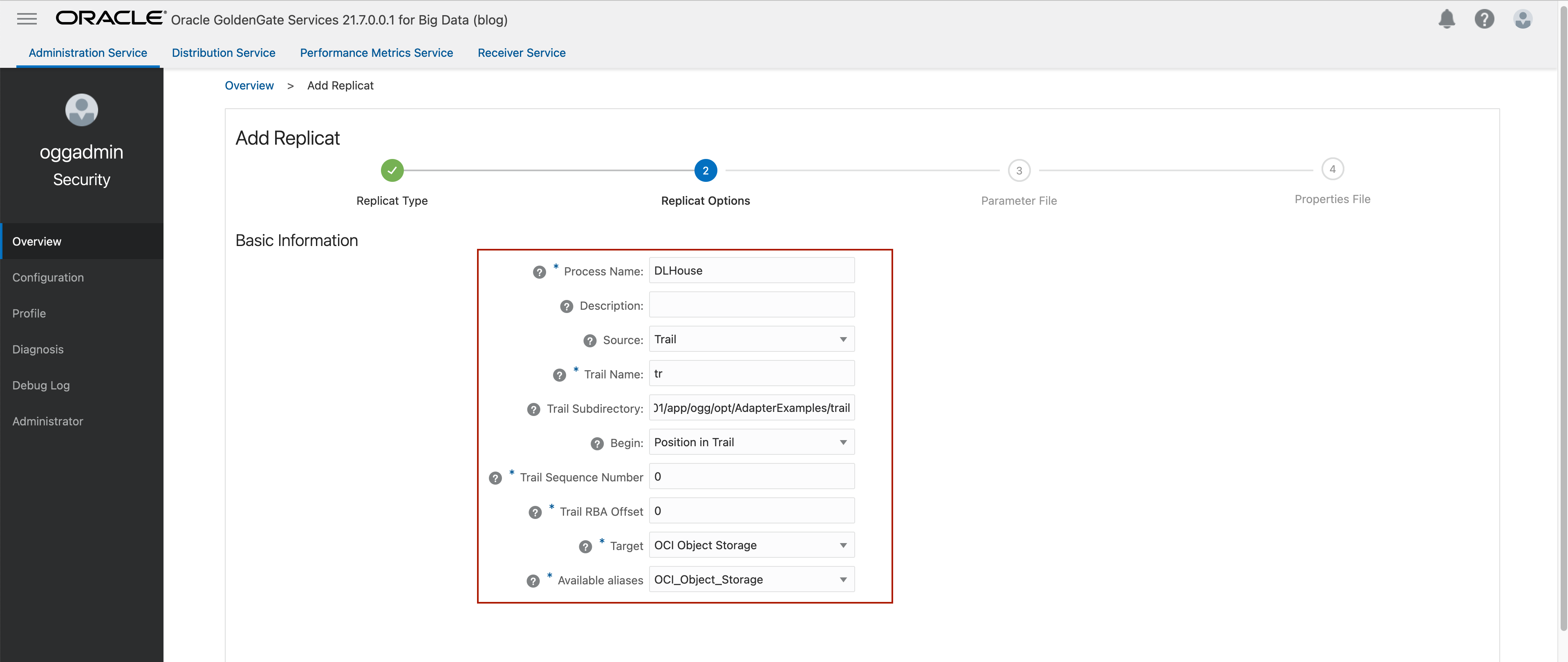 OCI GoldenGate Parquet format replication to OCI Object Storage