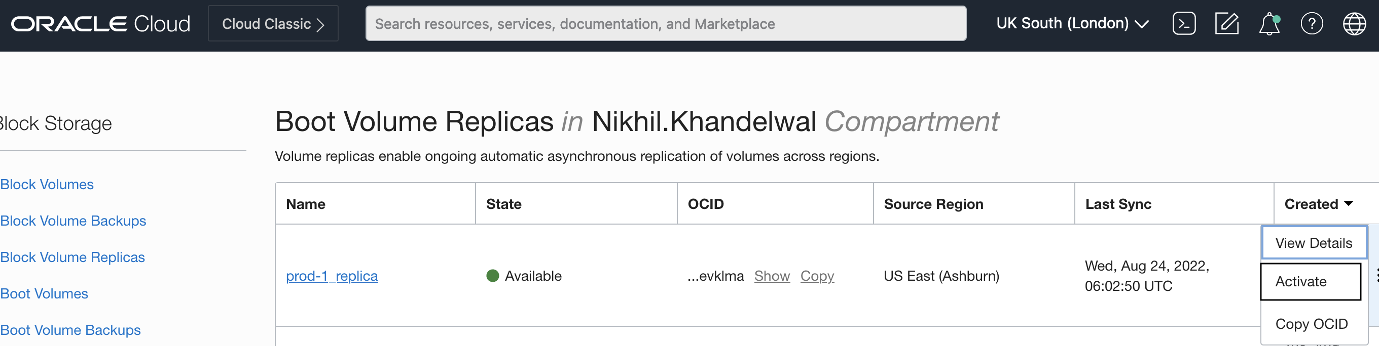 Using a cross-region replication setup for multiregion disaster recovery in OCI Compute instances