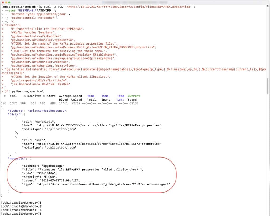 GoldenGate REST API's Call to replicate the data to Oracle Cloud Infrastructure (OCI) Streaming ...