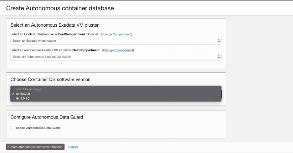 Autonomous Container Database Version Control